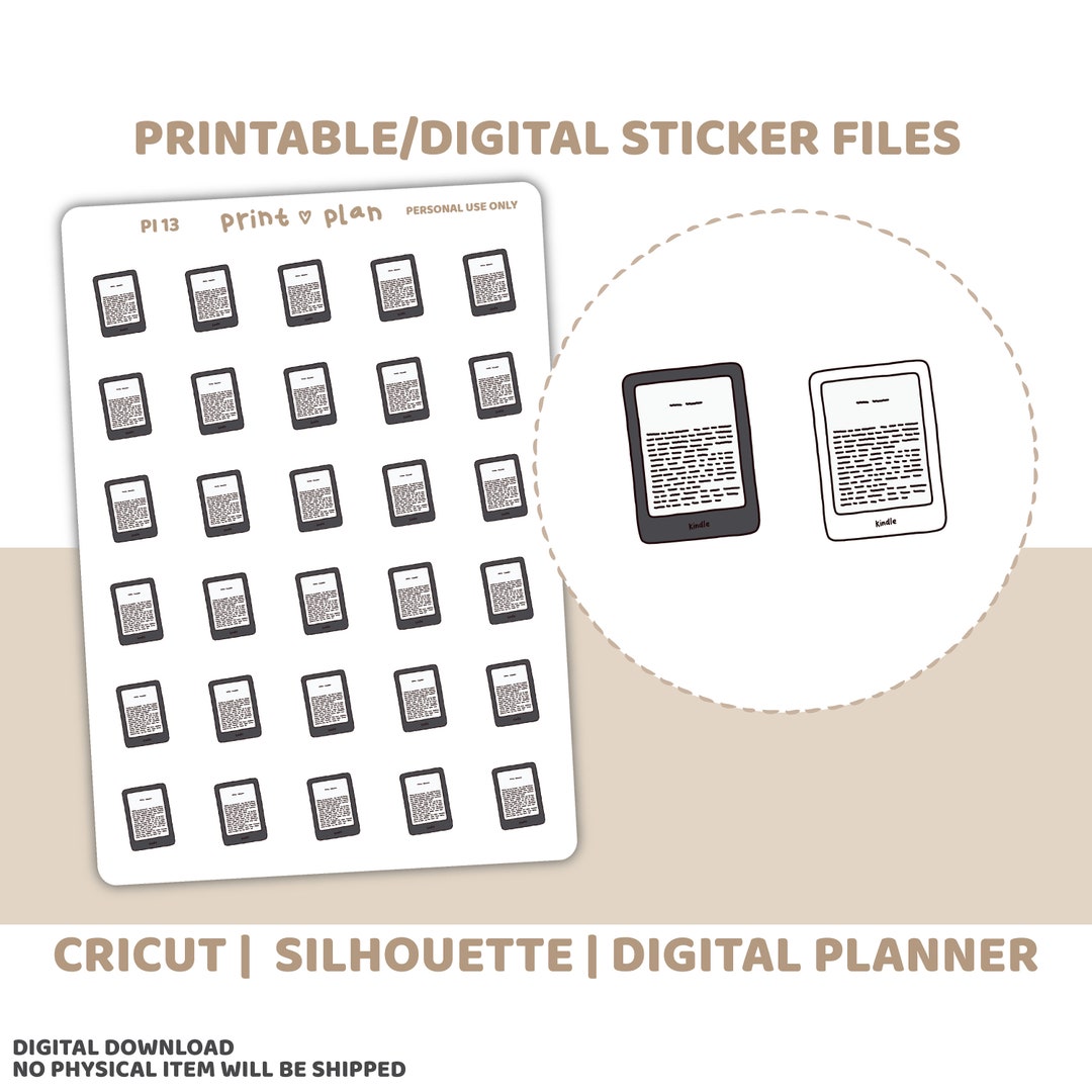 Kindle Printable Stickers | Digital Planner Sticker Download | Cut ...
