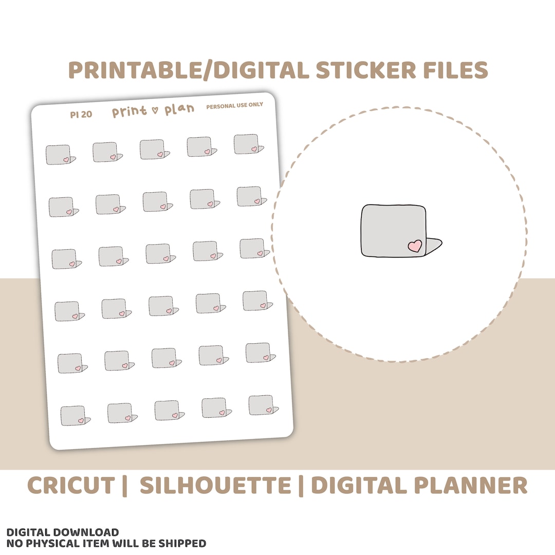 Laptop Printable Stickers | Digital Planner Sticker Download | Cut ...