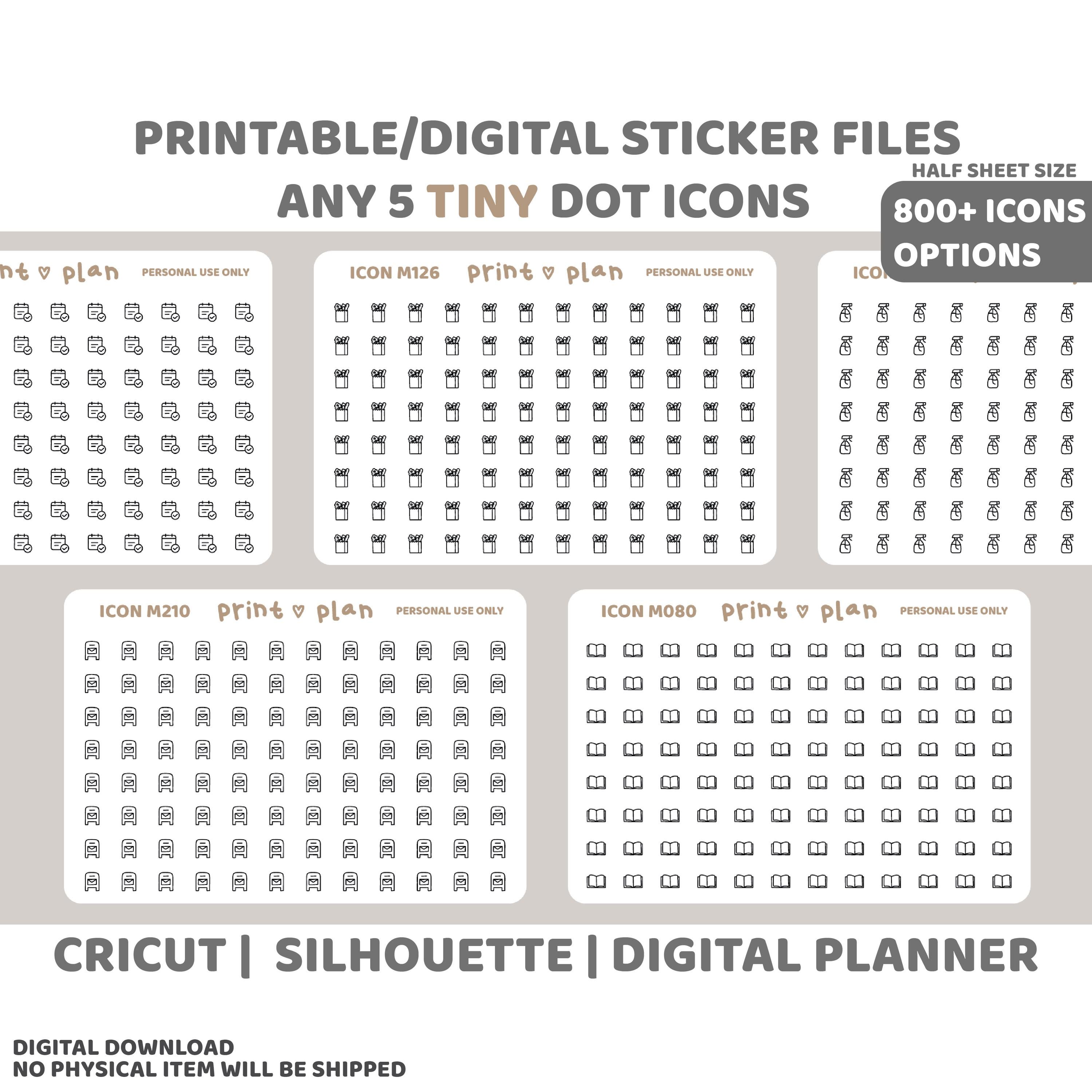 Any 5 Custom Tiny Dot Icons Half Sheet Printable Stickers | Digital ...