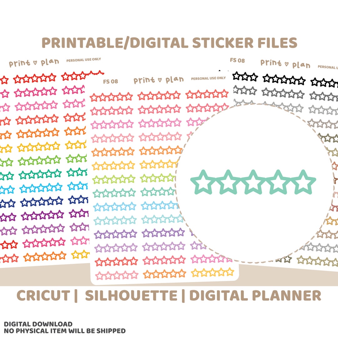 5 Star Rating Printable Stickers | Digital Planner Sticker Download ...