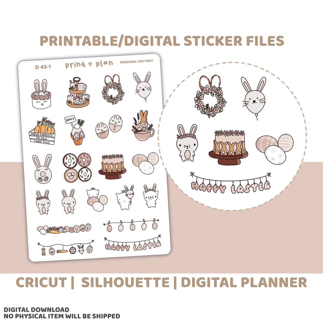 Minimal Easter Printable Stickers | Digital Planner Sticker Download ...