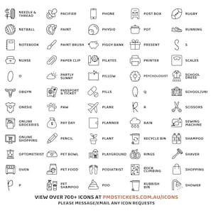 Any 5 Custom Mini Outline Icon Printable Stickers | Digital Planner ...