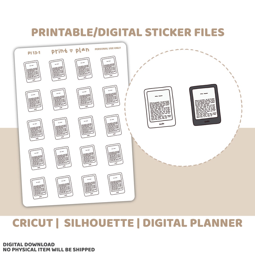 Kindle Printable Stickers Digital Planner Sticker Download Cut Lines ...