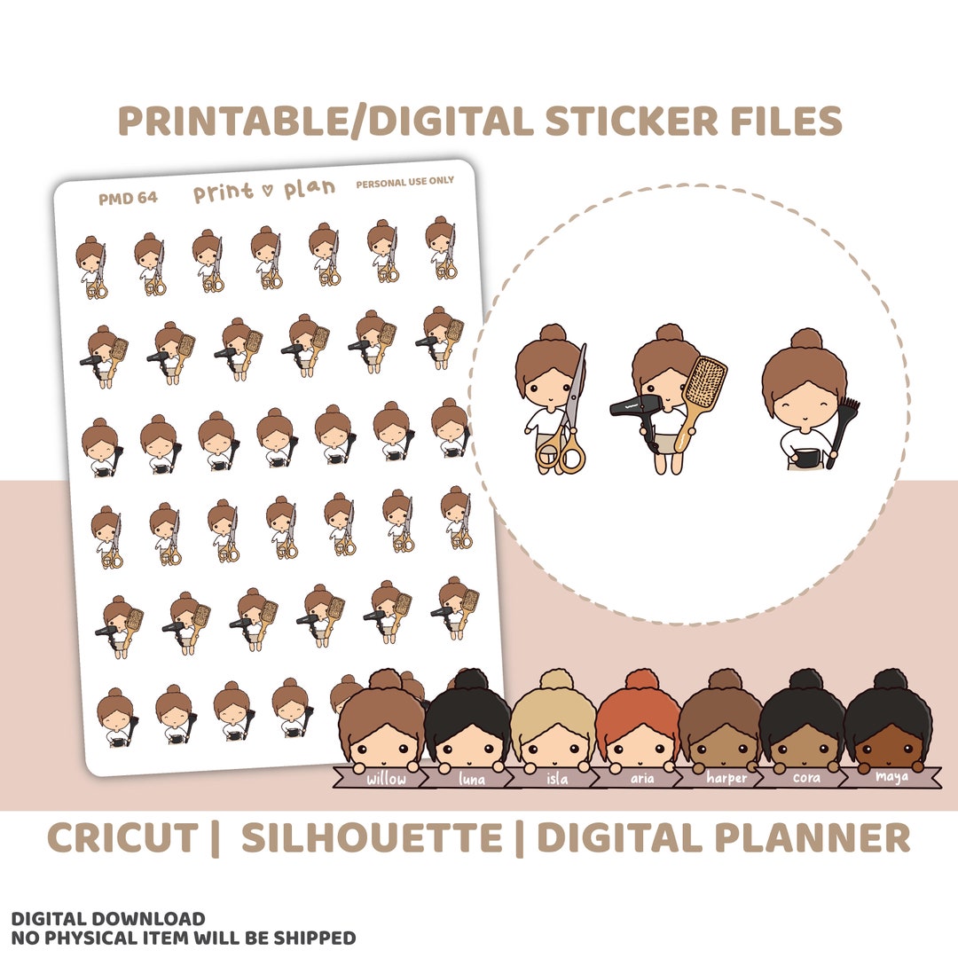 Hair Appt Printable PMD People Stickers Digital Planner Sticker ...