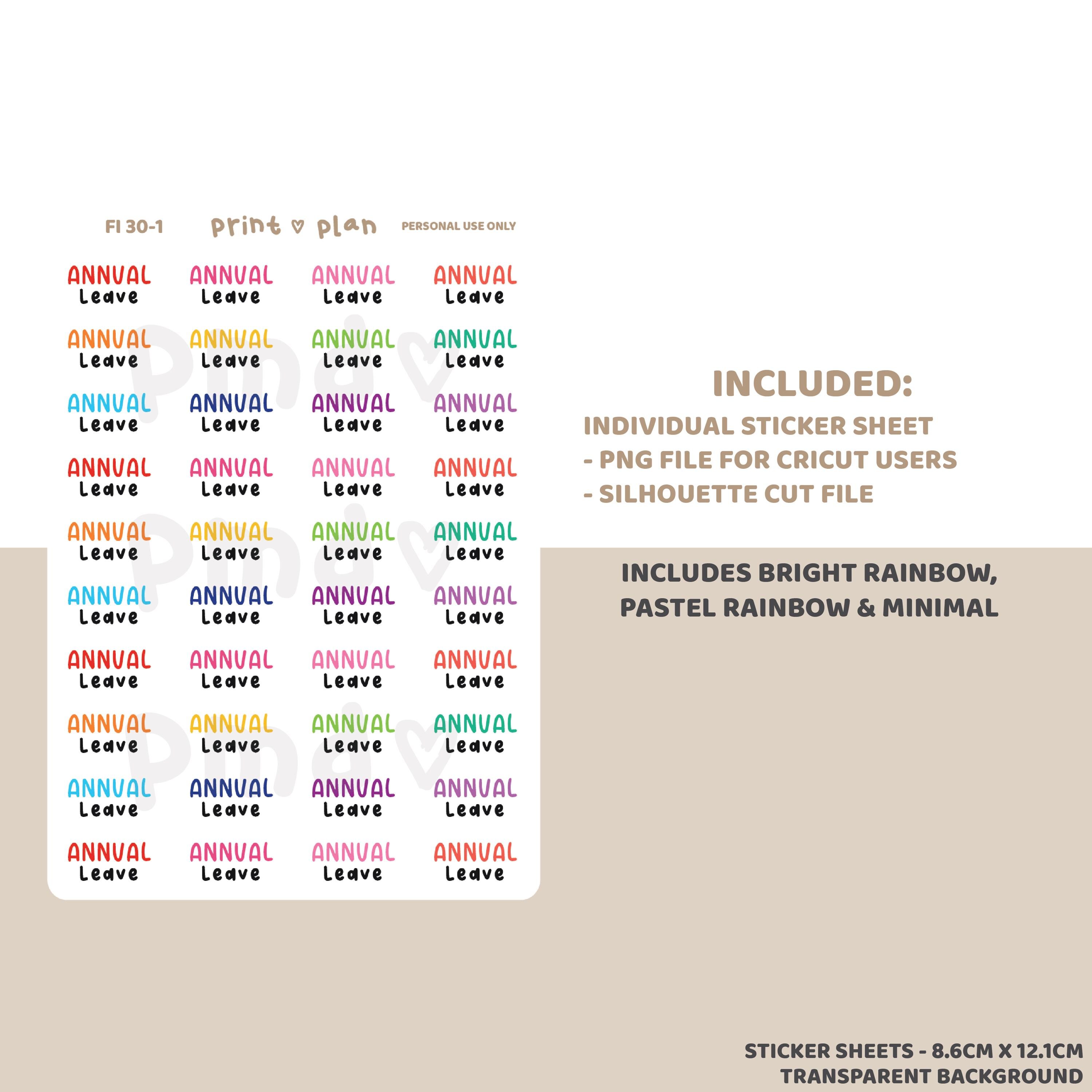 Annual Leave Printable Stickers | Digital Planner Sticker Download ...