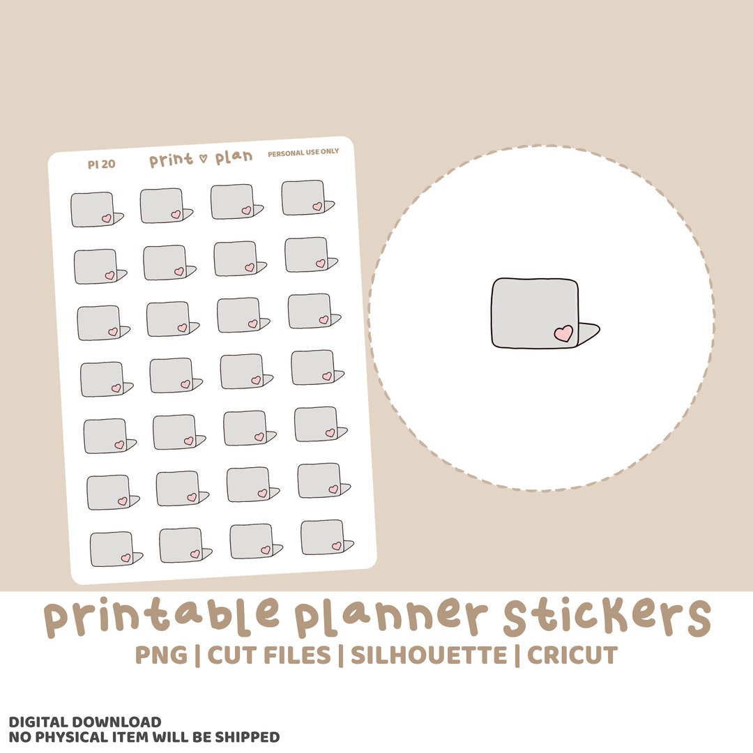 Laptop Printable Stickers Digital Planner Sticker Download Cut Lines ...