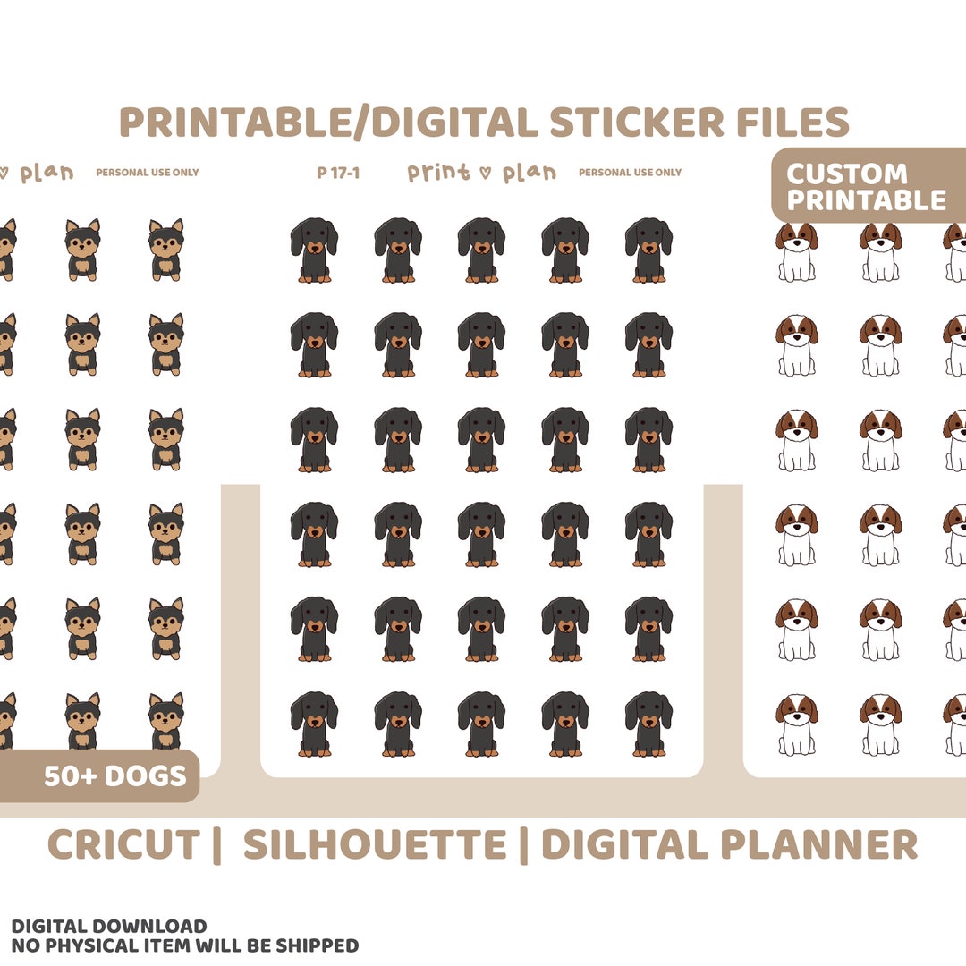 Custom Dog Printable Stickers | Digital Planner Sticker Download | Cut ...
