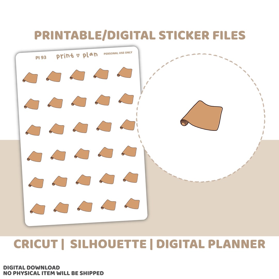 Yoga Mat Printable Stickers | Digital Planner Sticker Download | Cut ...