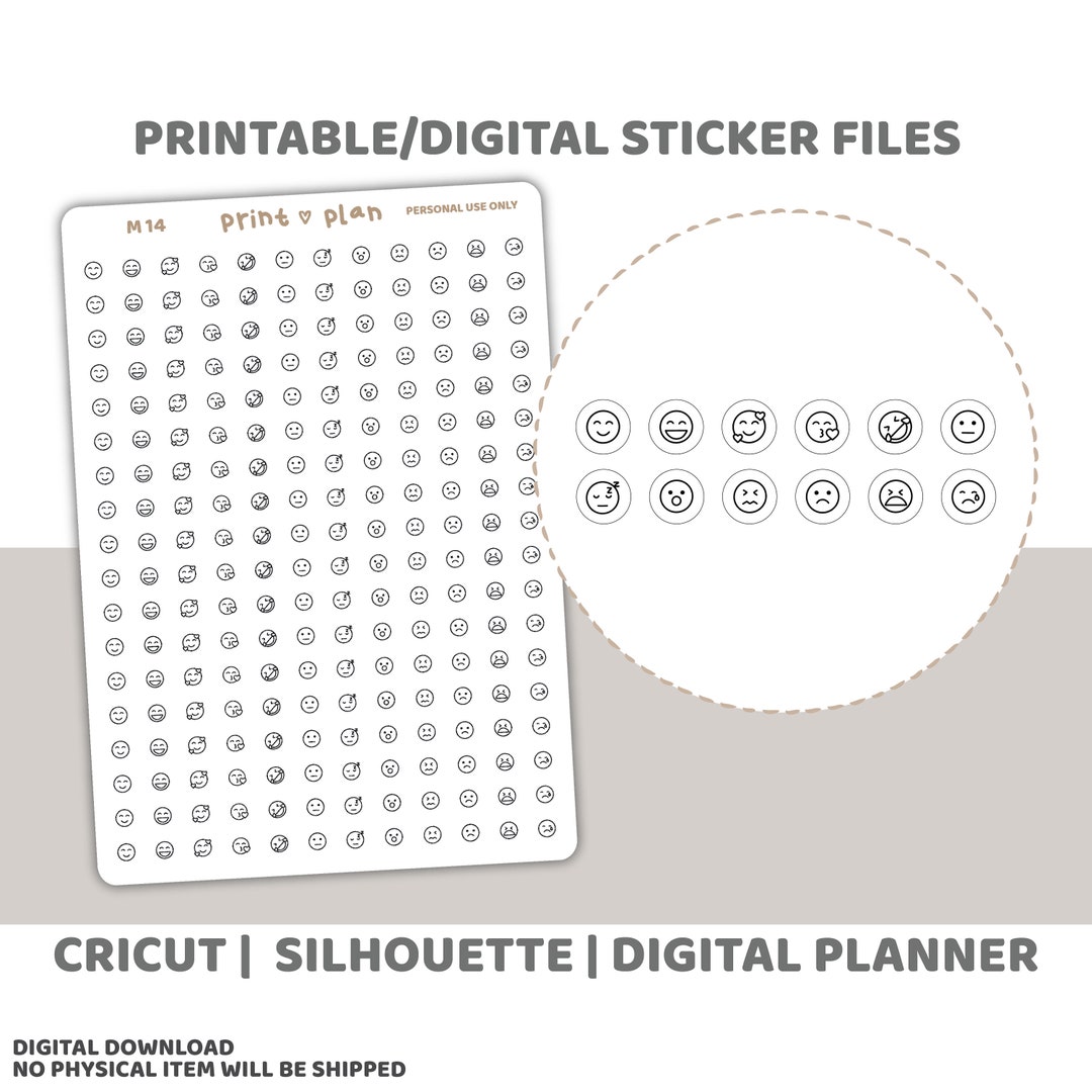 Emotions Tiny Dot Icon Printable Minimal Font Stickers | Digital ...