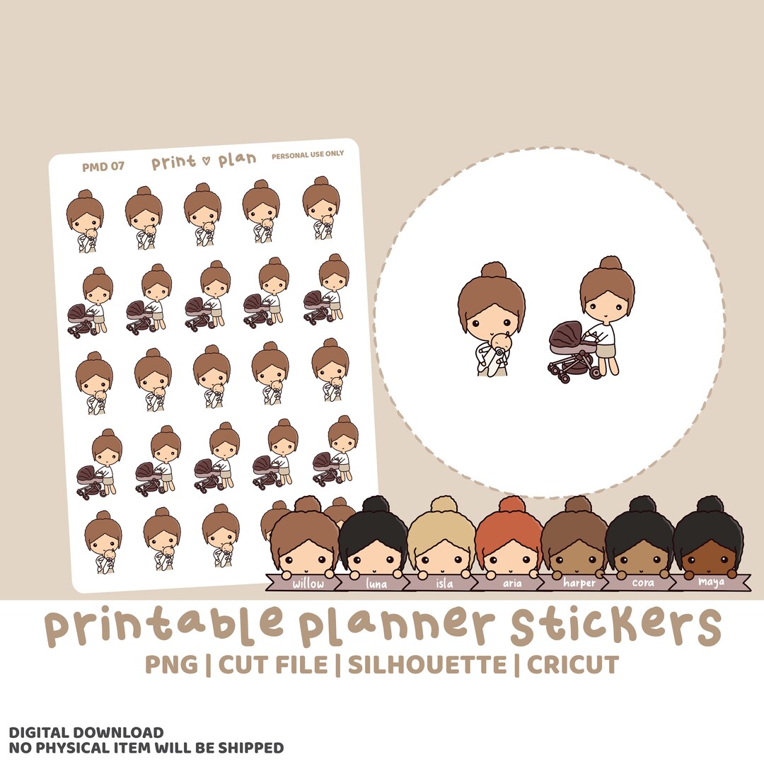 Baby & Mum Printable PMD People Stickers Digital Planner Sticker ...