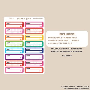 Appt Box Printable Stickers | Digital Planner Sticker Download | Cut ...