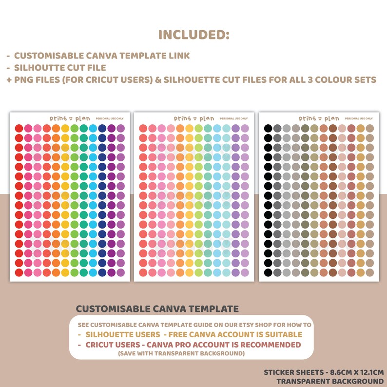 Tiny Dot Customisable Canva Sticker Template & Silhouette Cut File ...