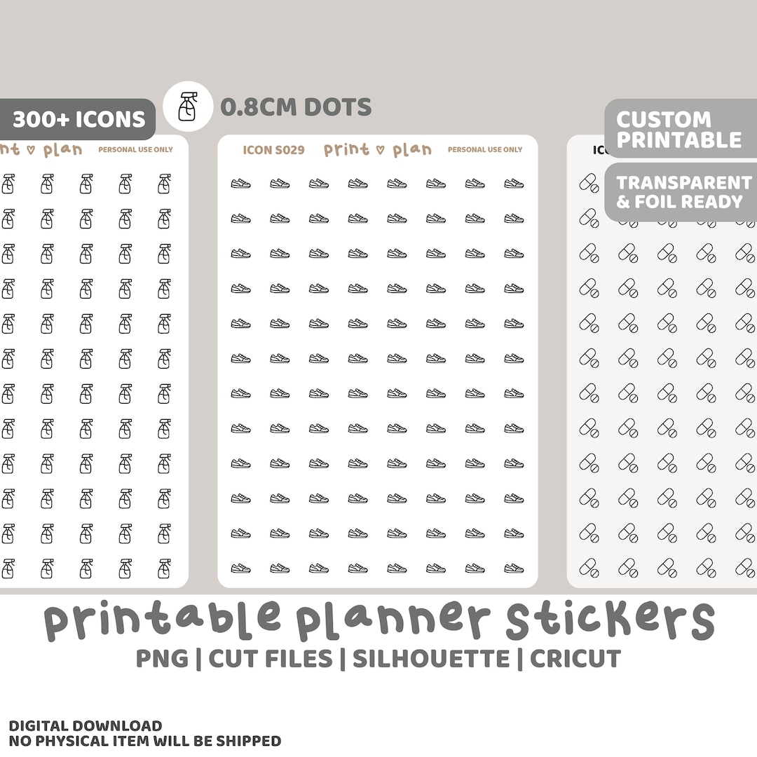 Custom Mini Dot Icons Printable Stickers Digital Planner Sticker ...