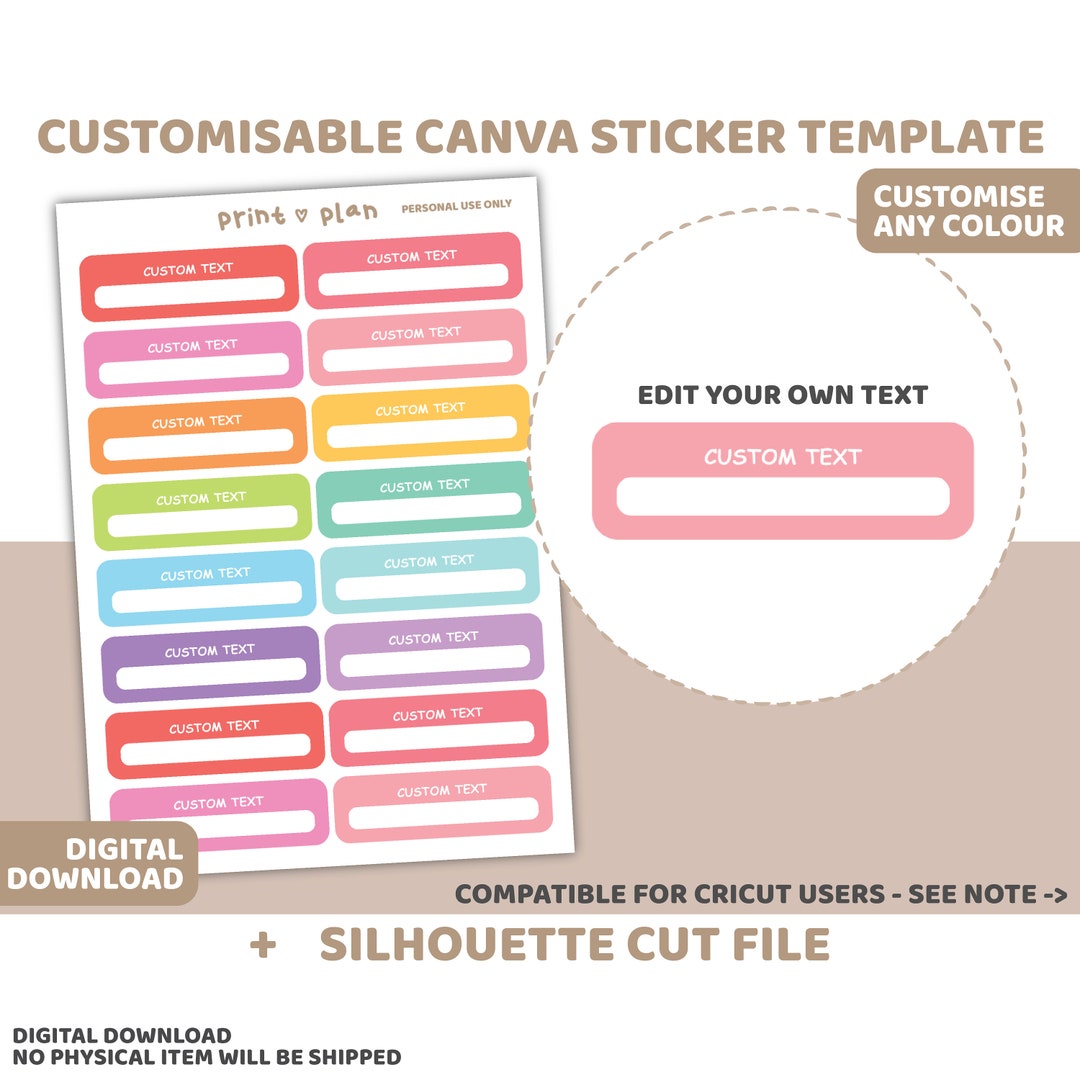 Custom Small Box Customisable Canva Sticker Template & Silhouette Cut ...