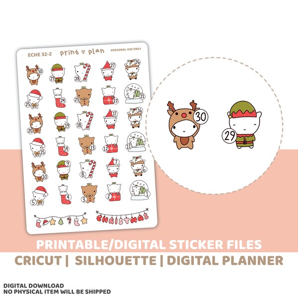 Christmas Countdown Stickers - Etsy