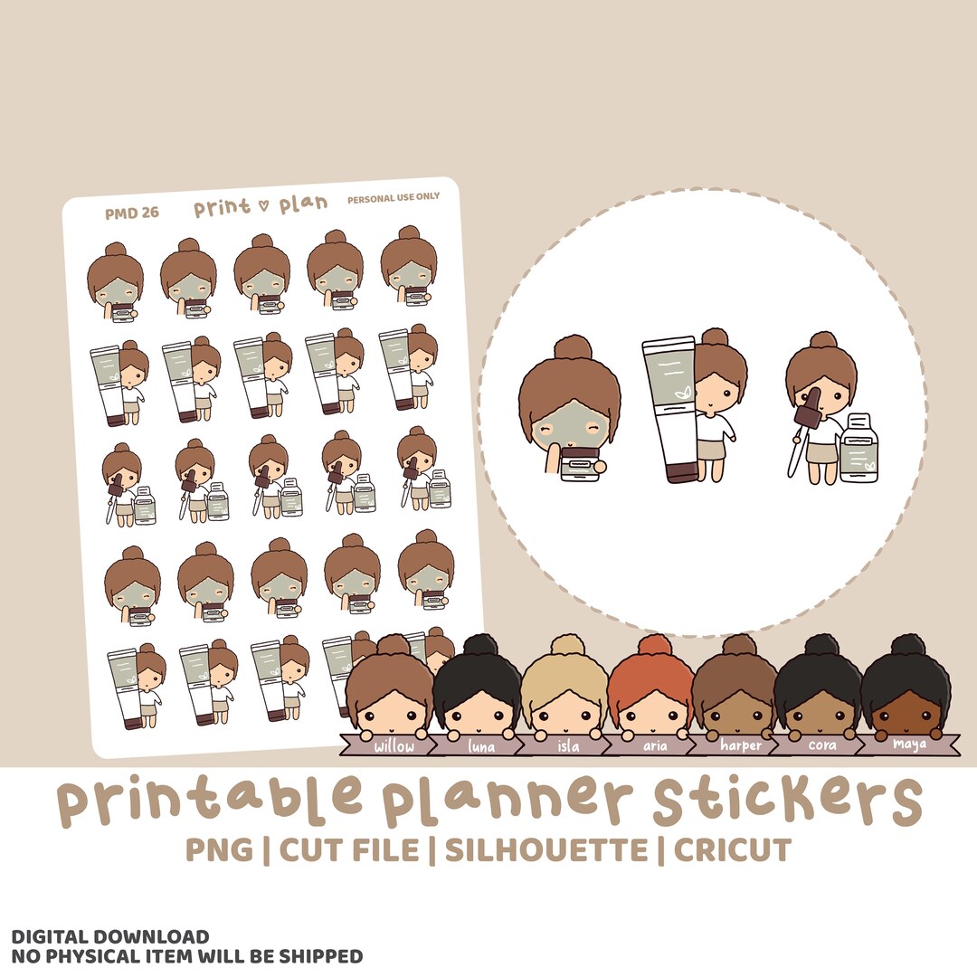 Skin Care Printable PMD People Stickers Digital Planner - Etsy