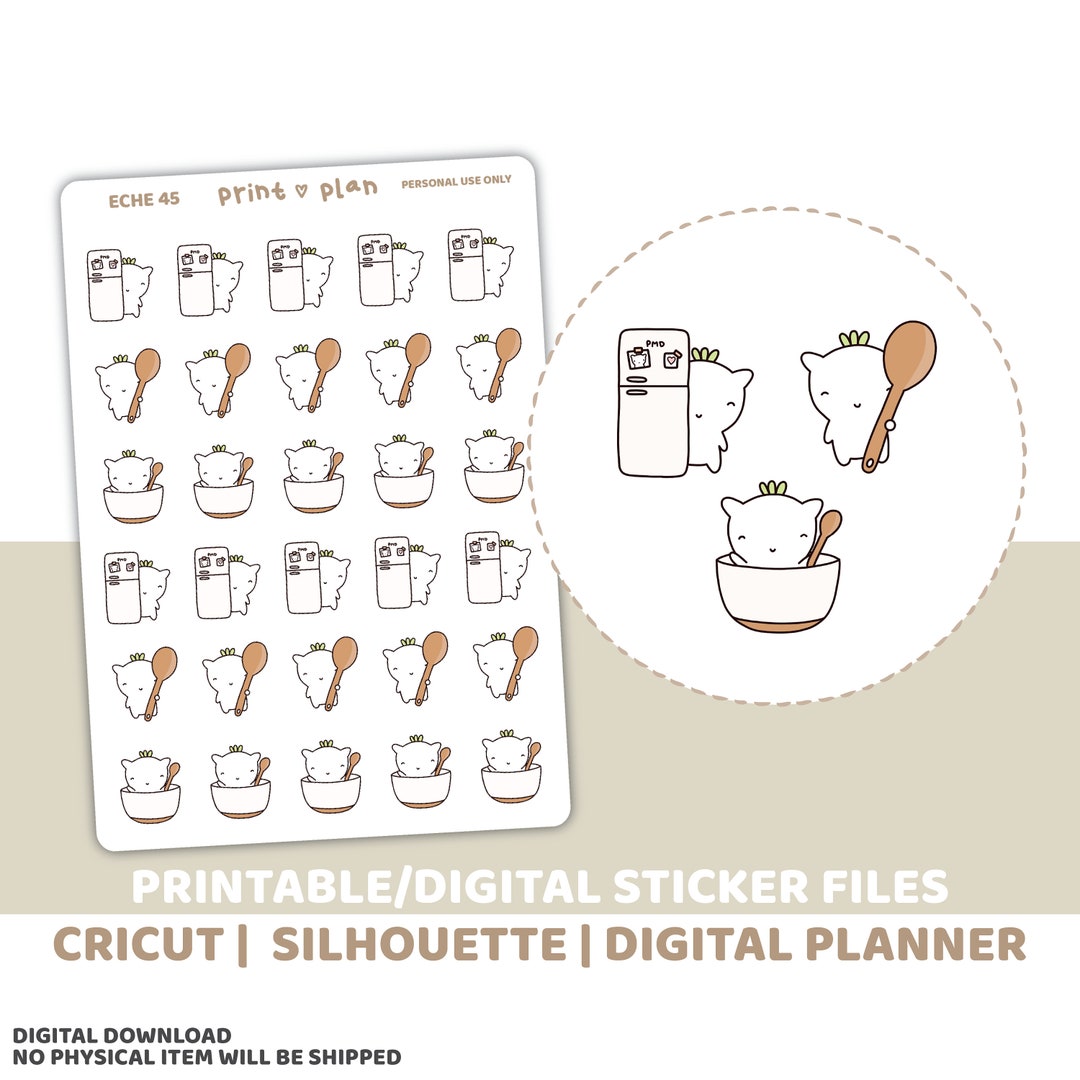 Baking Printable Eche Character Stickers Digital Planner Sticker ...