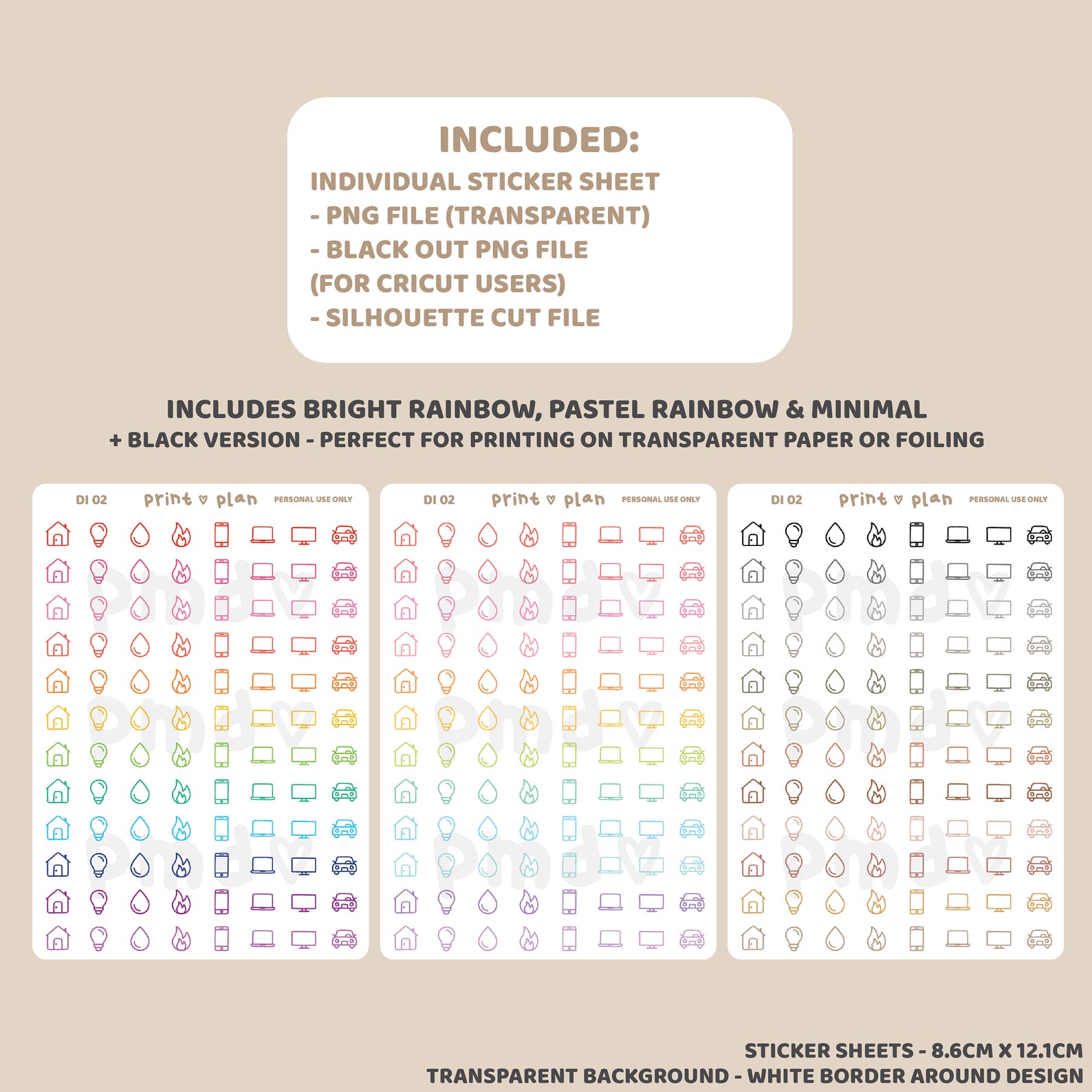 Utility Bills Printable Doodle Icon Stickers Digital - Etsy