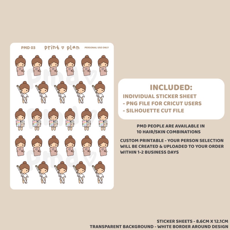 Planner Printable PMD People Stickers Digital Download - Etsy