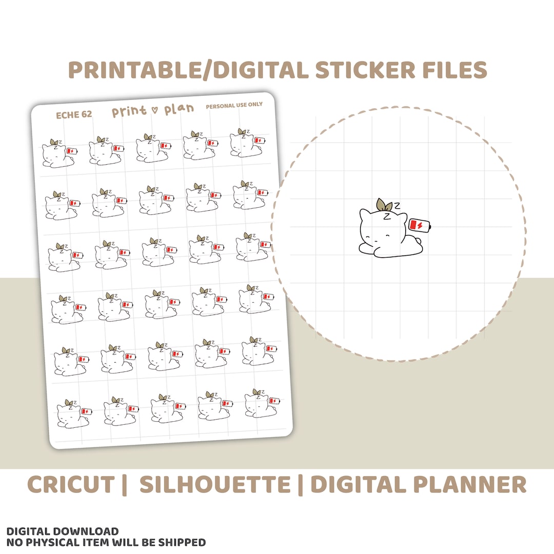 Recharge Printable Eche Character Stickers | Digital Planner Sticker ...