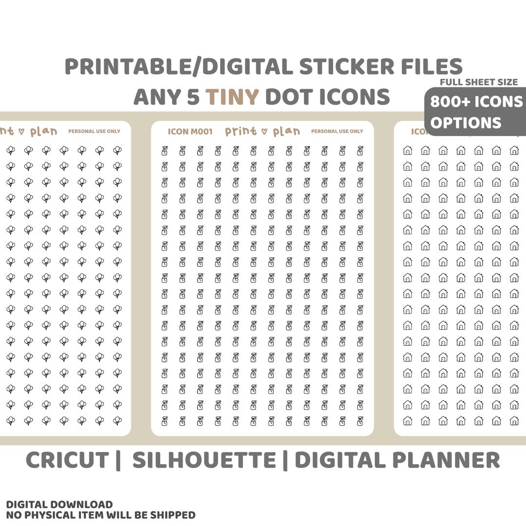 Any 5 Custom Tiny Dot Icons Full Sheet Printable Stickers | Digital ...