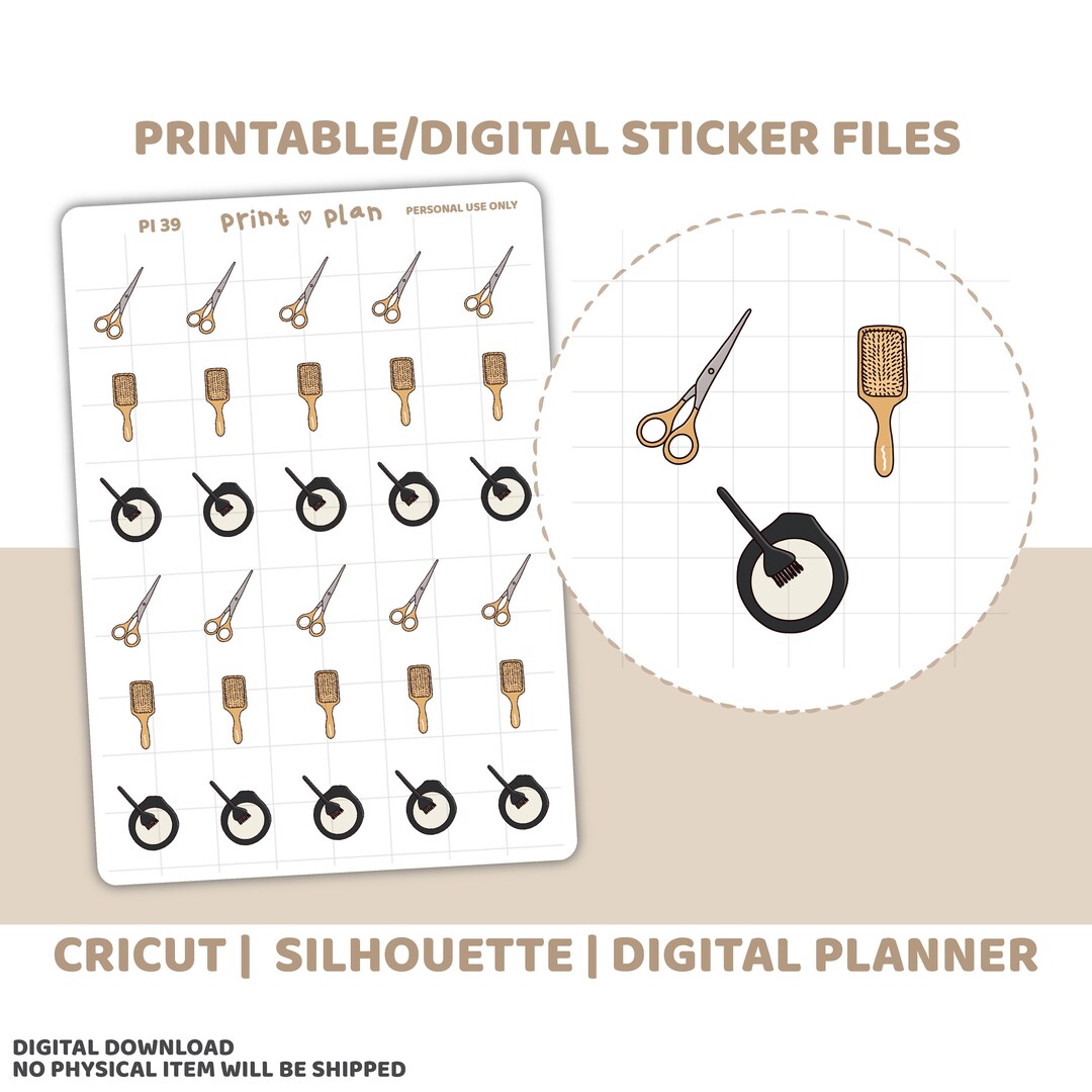 Hair Appt Stickers | Printable | Planner Stickers | Cut Lines | Planner ...