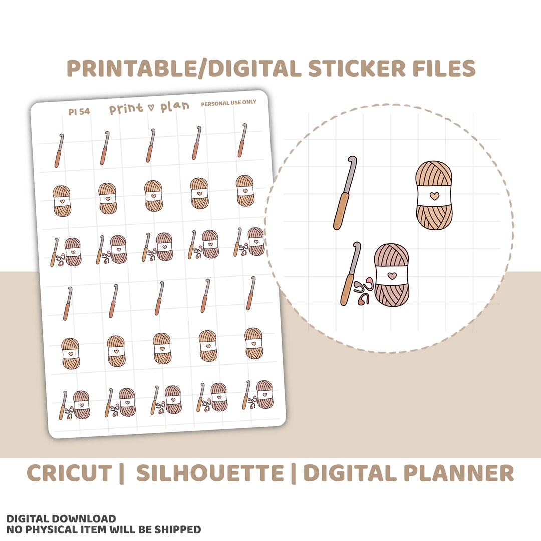 Crochet Printable Stickers | Digital Planner Sticker Download | Cut ...