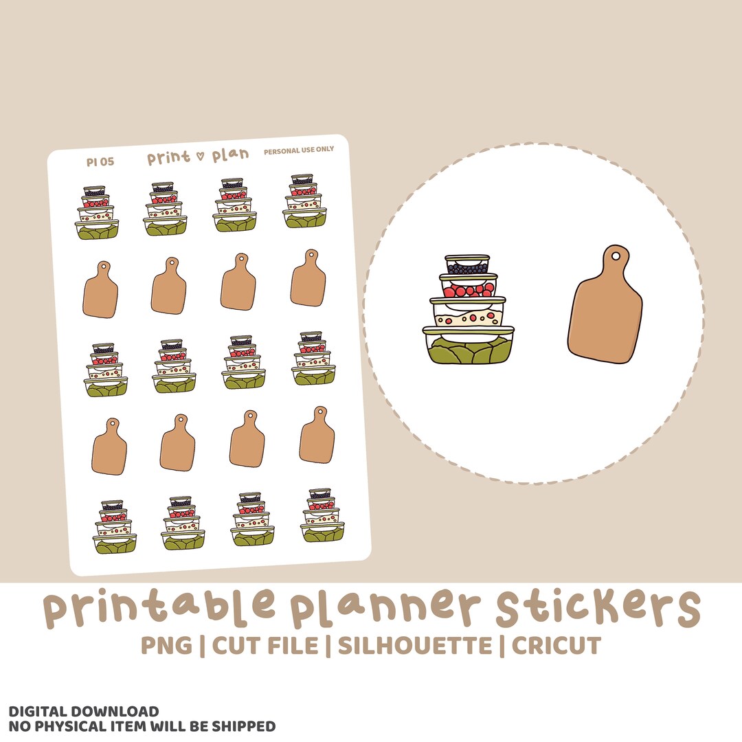 Meal Prep Printable Stickers Digital Planner Sticker - Etsy