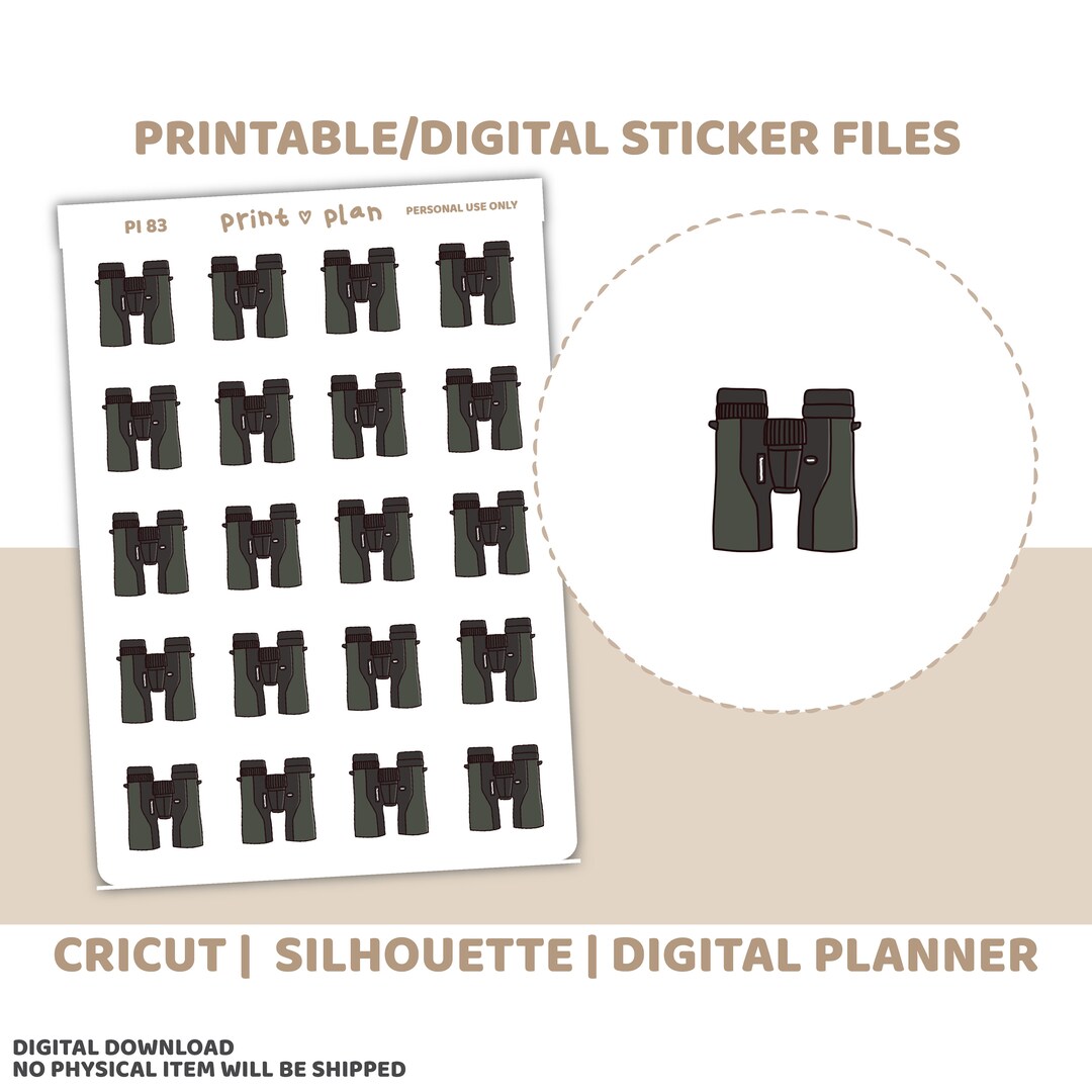 Bird Watching Binocular Printable Stickers Digital Planner Sticker ...