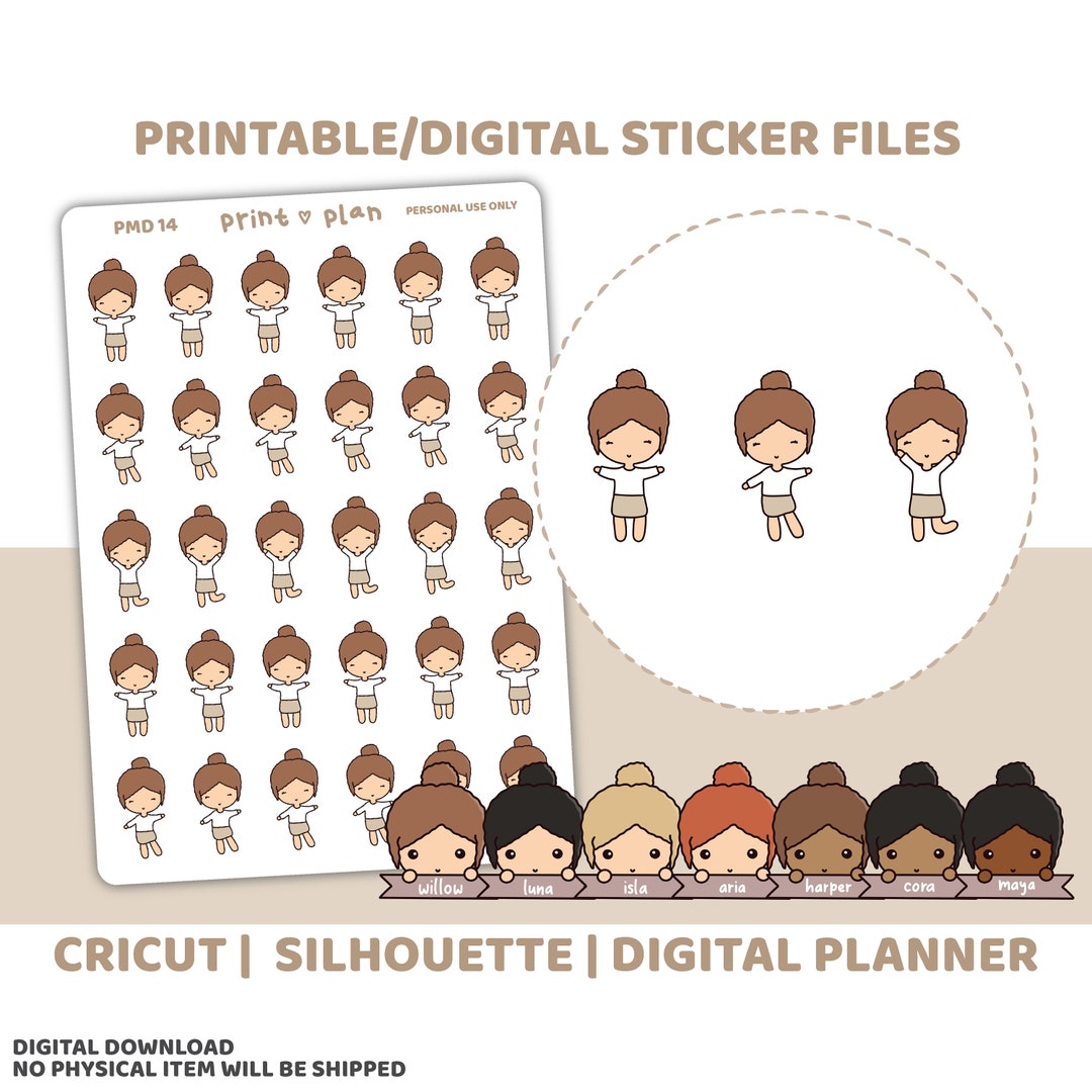 Happy Printable PMD People Stickers Digital Planner Sticker Download ...