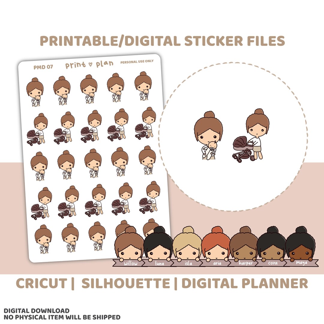 Baby & Mum Printable PMD People Stickers Digital Planner Sticker ...