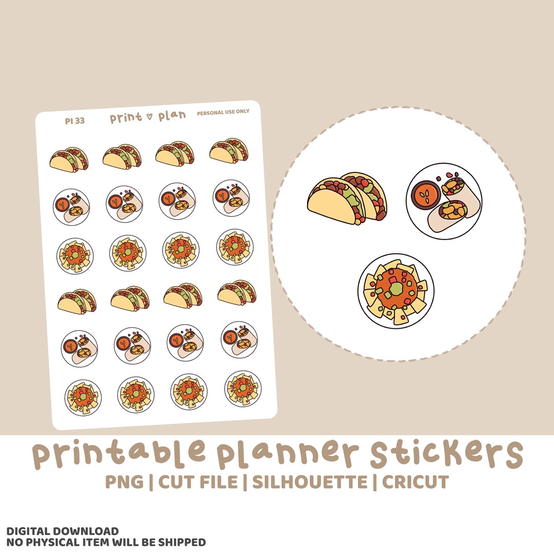 Tacos Burritos & Nachos Stickers Digital Planner Sticker - Etsy