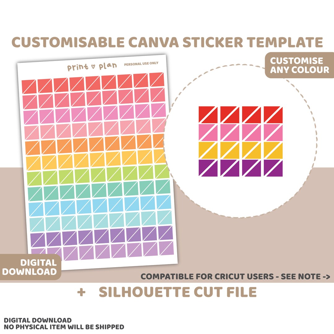 Mini Corner Customisable Canva Sticker Template & Silhouette Cut File ...