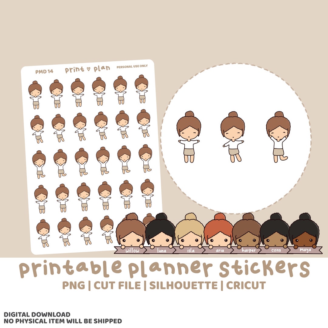Happy Printable PMD People Stickers Digital Planner Sticker Download ...