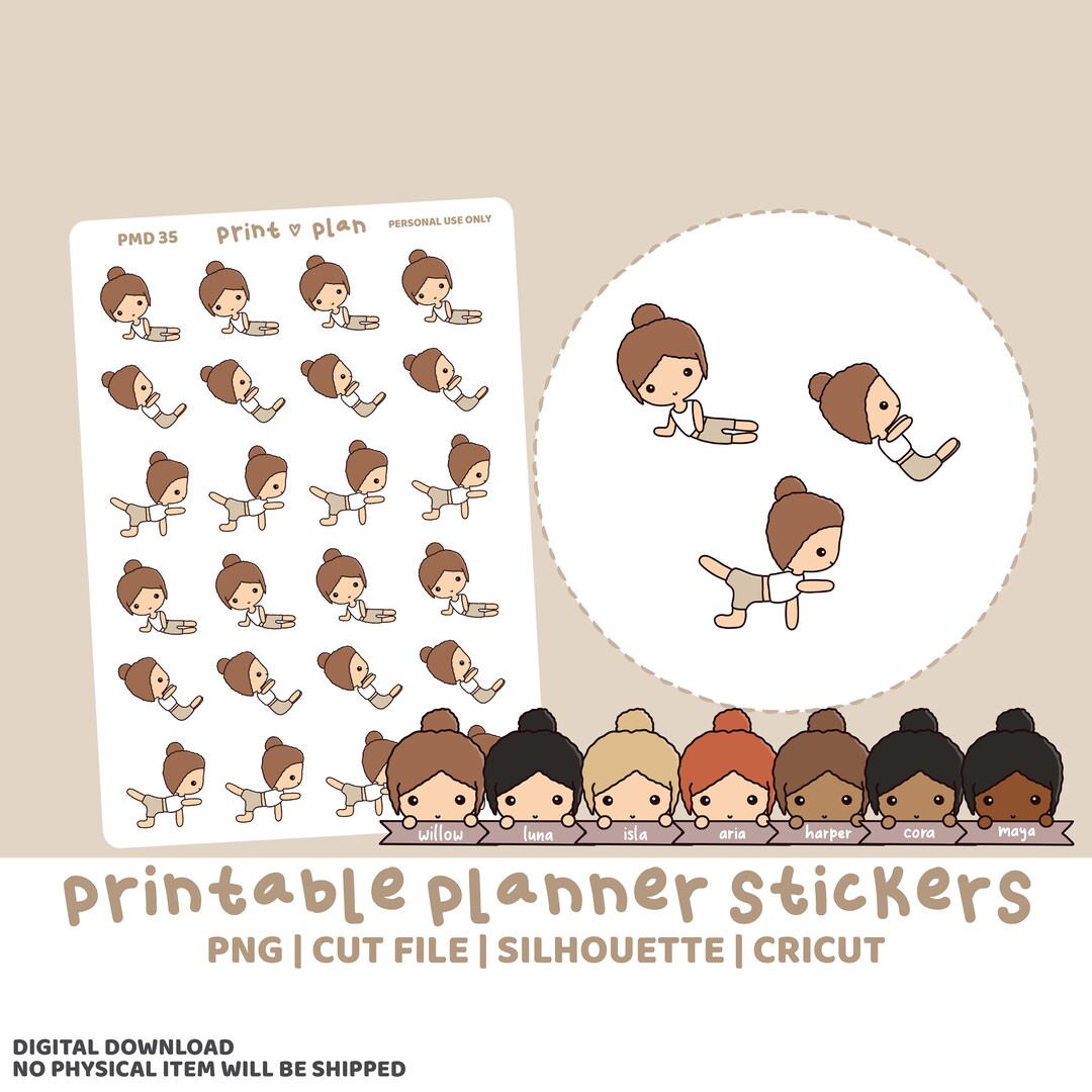 Pilates Printable PMD People Stickers Digital Planner Sticker Download ...