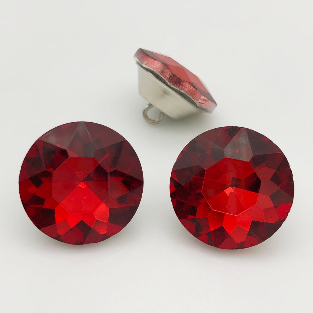 50PCS Red Color 25MM Diamond Crystal Glass Buttons, Sofa Sewing Buttons ...