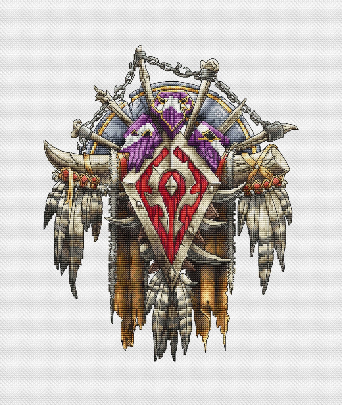 World of Warcraft, Crest / Banner of the Horde, Horde, Cross Stitch ...