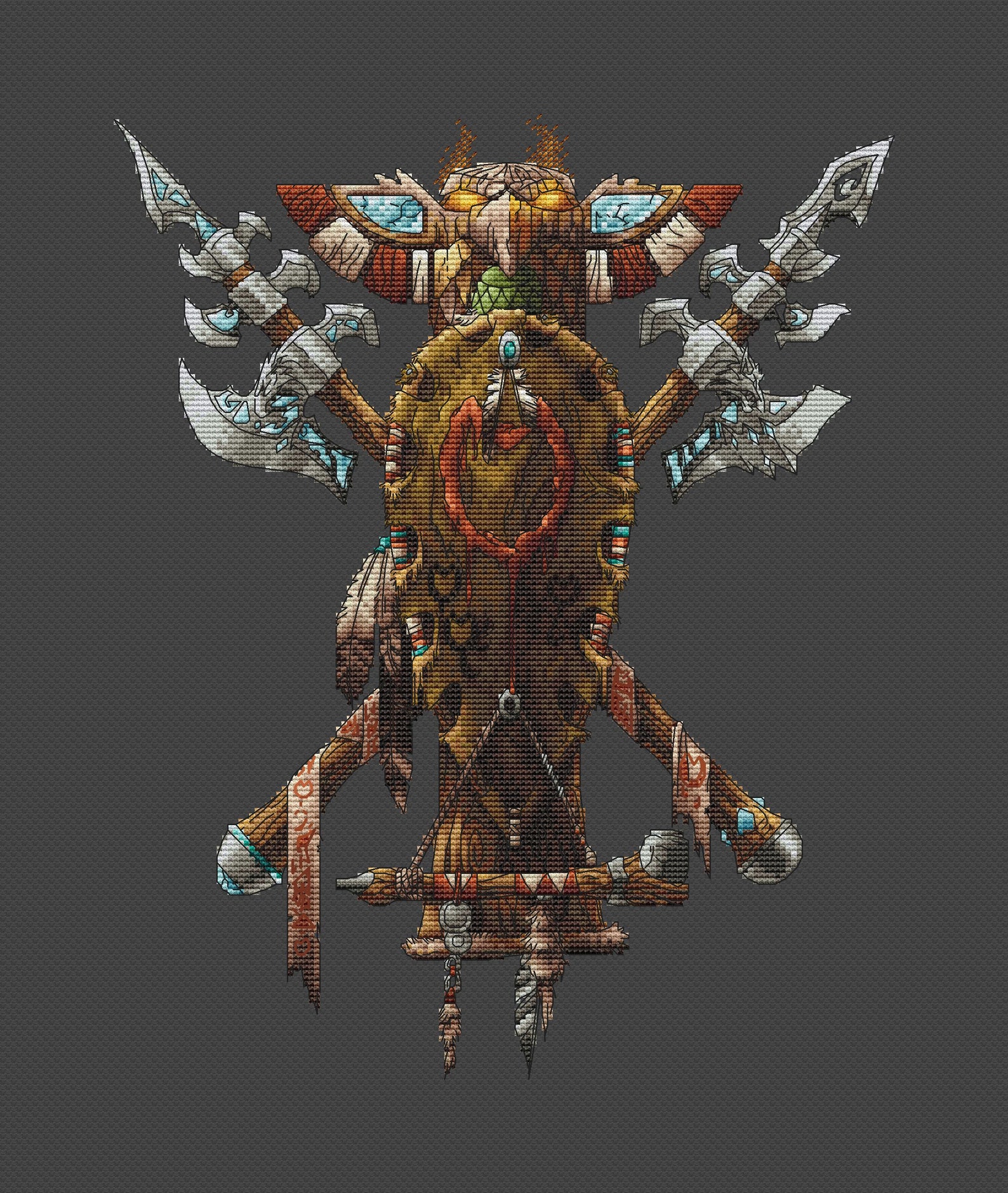 World of Warcraft, Taurenwappen, Ikone der Erdmutter, Kreuzstichmuster ...