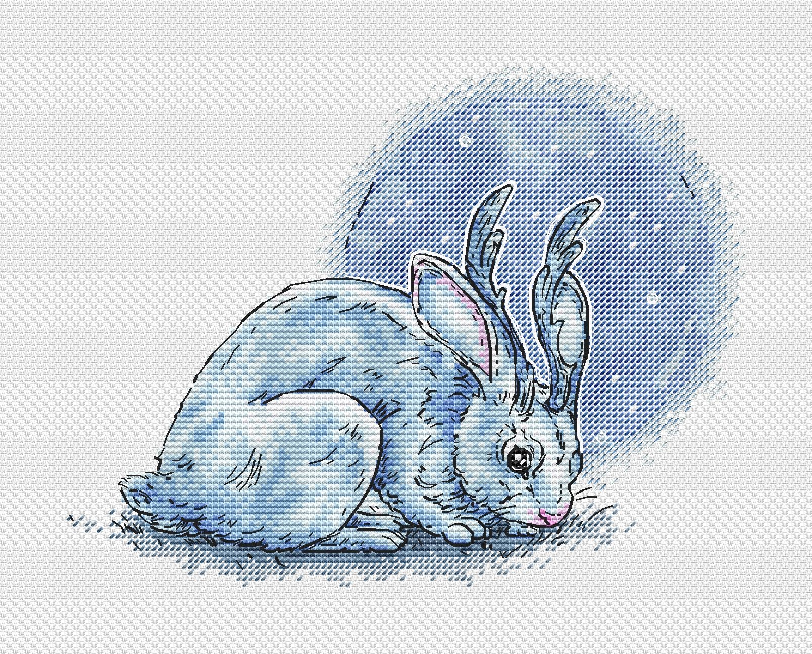 Rabbit Moon Fantasy Animal cross stitch pattern PDF | Etsy