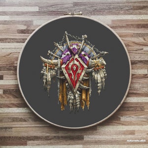 World of Warcraft, Crest / Banner of the Horde, Horde, Cross Stitch ...