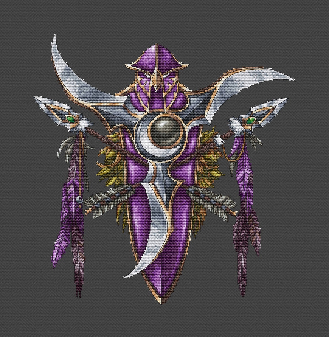 World of Warcraft, Night Elf Crest, Icon of Wisdom, Cross Stitch ...