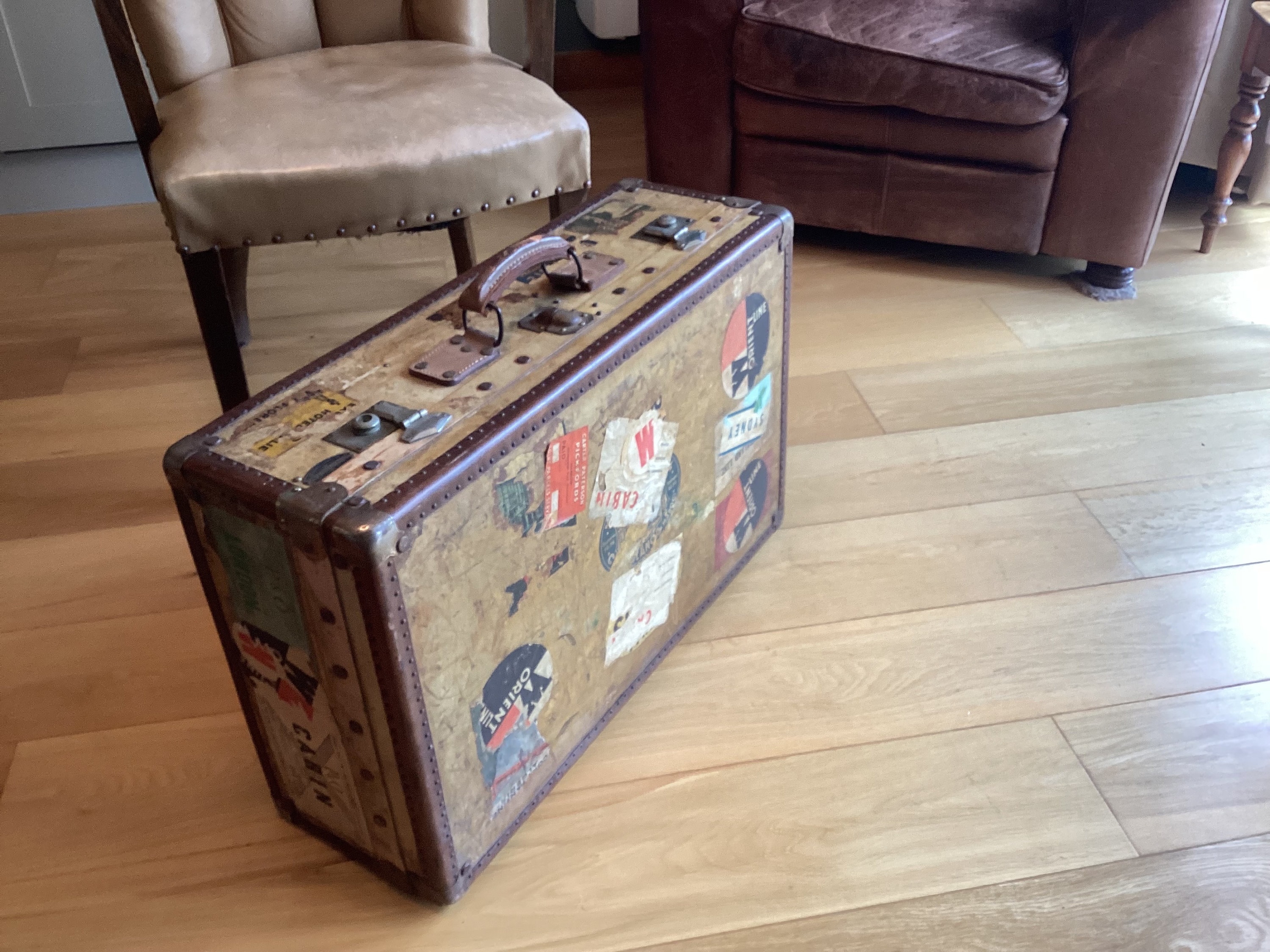 Vintage Steamer Trunk/ Travel Case /chest Covered in Vellum Parchment ...