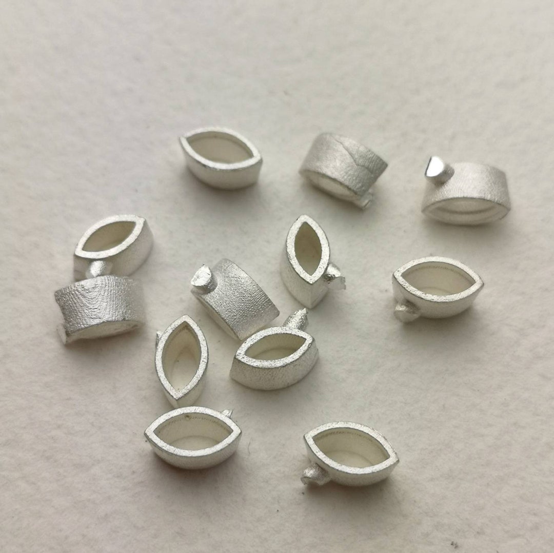 6x3mm Marquise Collet Recycled Sterling Silver or 9ct Gold Cast Stone ...