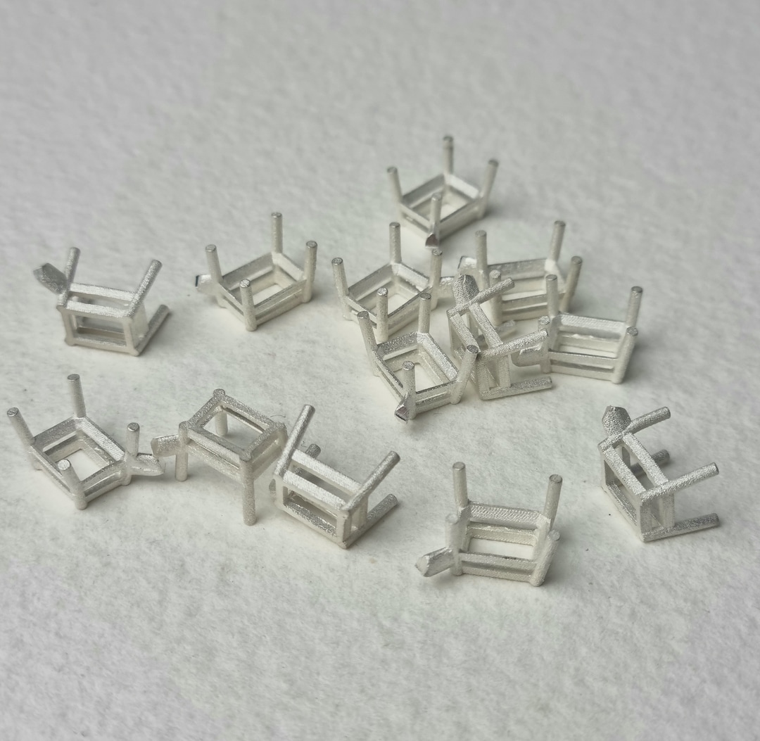 8x6mm Octagon / Emerald Claw Recycled Sterling Silver or 9ct Gold Cast ...