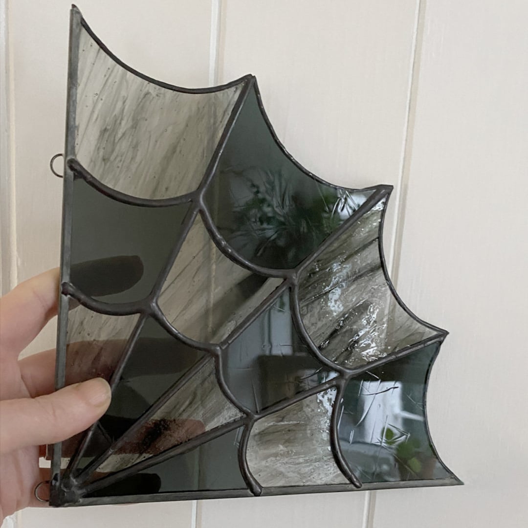 Stained Glass Cobweb Grey Wispy & Darj Grey / Goth Web / Halloween Web ...