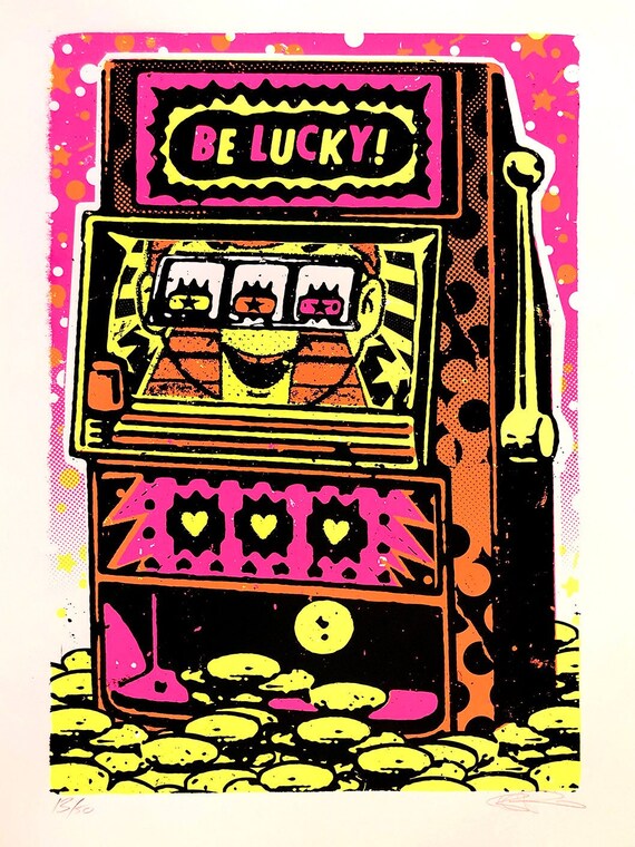 BE LUCKY Silk Screen Pop Art Punky Handmade Unusual - Etsy