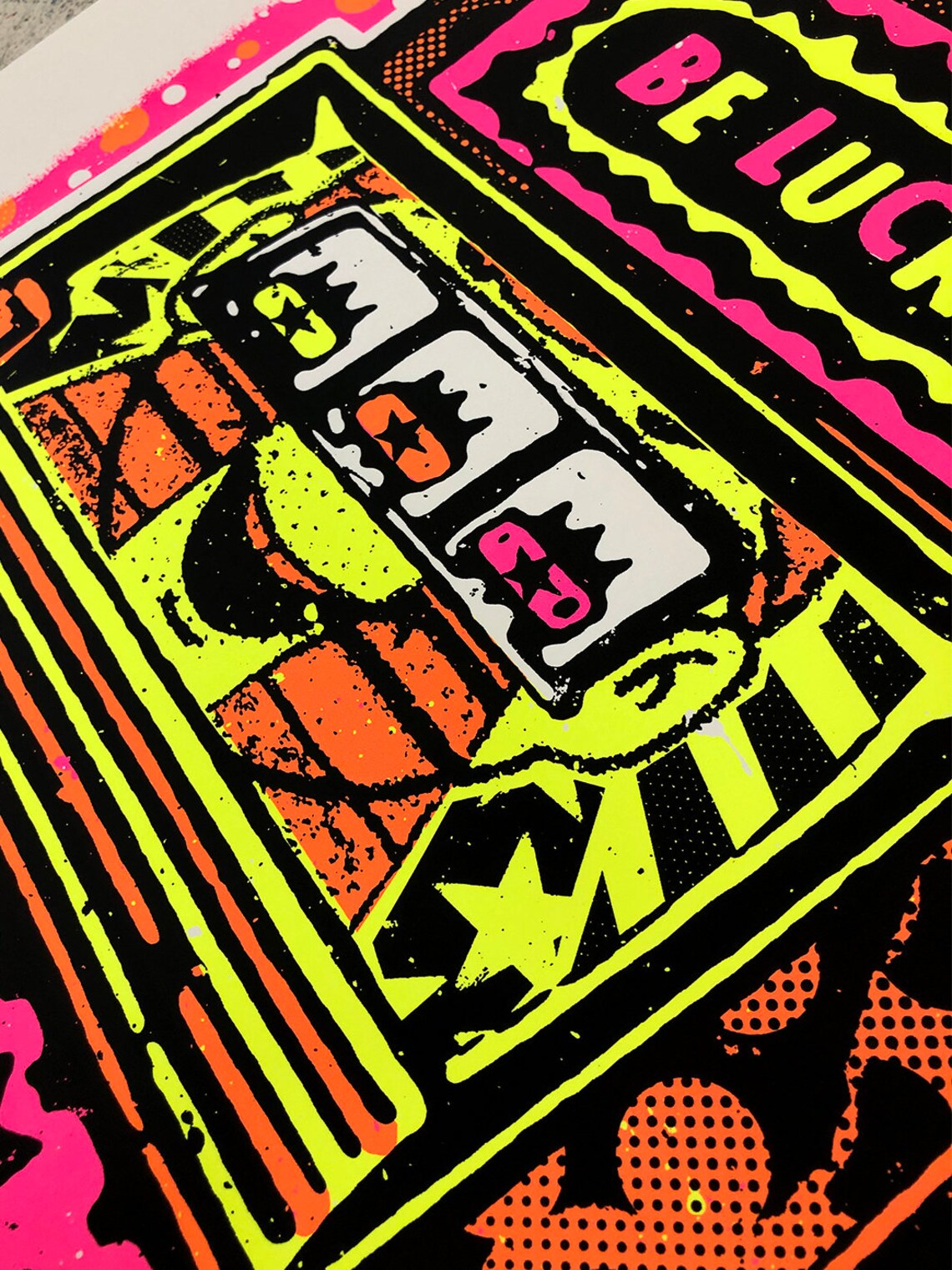 BE LUCKY Silk Screen Pop Art Punky Handmade Unusual - Etsy