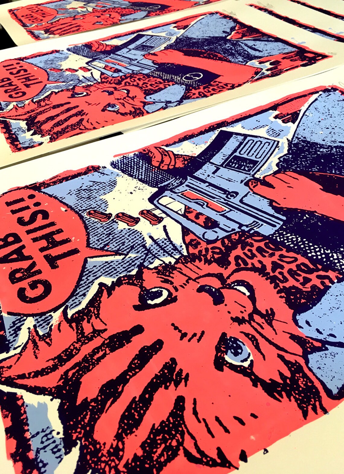 GRAB THIS weird Screenprint Pop Art Crazy Colourful - Etsy