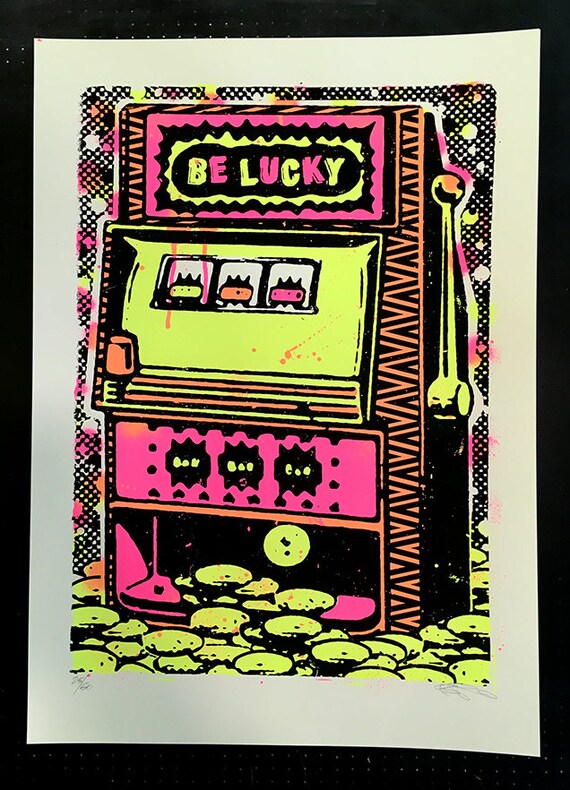 BE LUCKY Silk screen pop art punky handmade unusual | Etsy