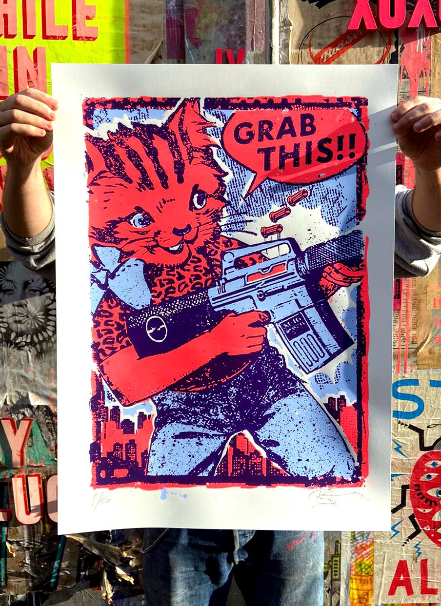 GRAB THIS weird Screenprint Pop Art Crazy Colourful - Etsy